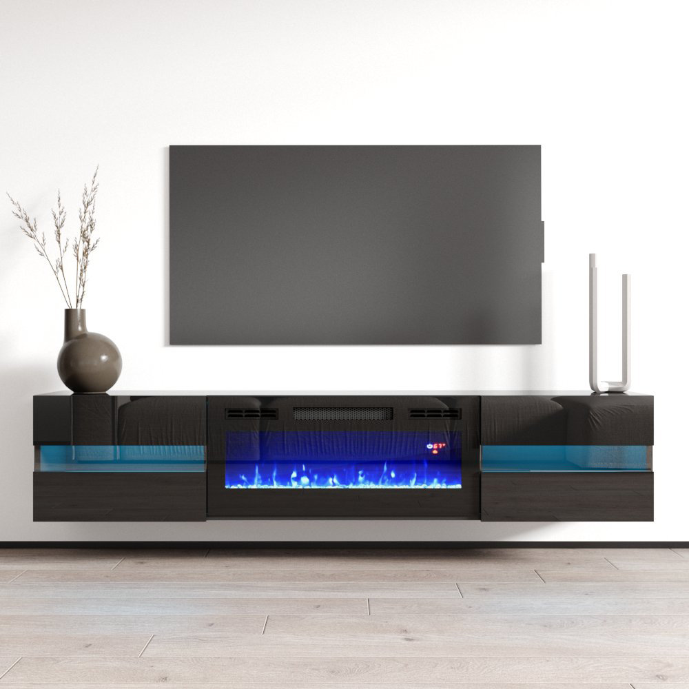 Orren Ellis Rameesa TV Stand for TVs up to 78" with Electric Fireplace Included & Reviews | Wayfair